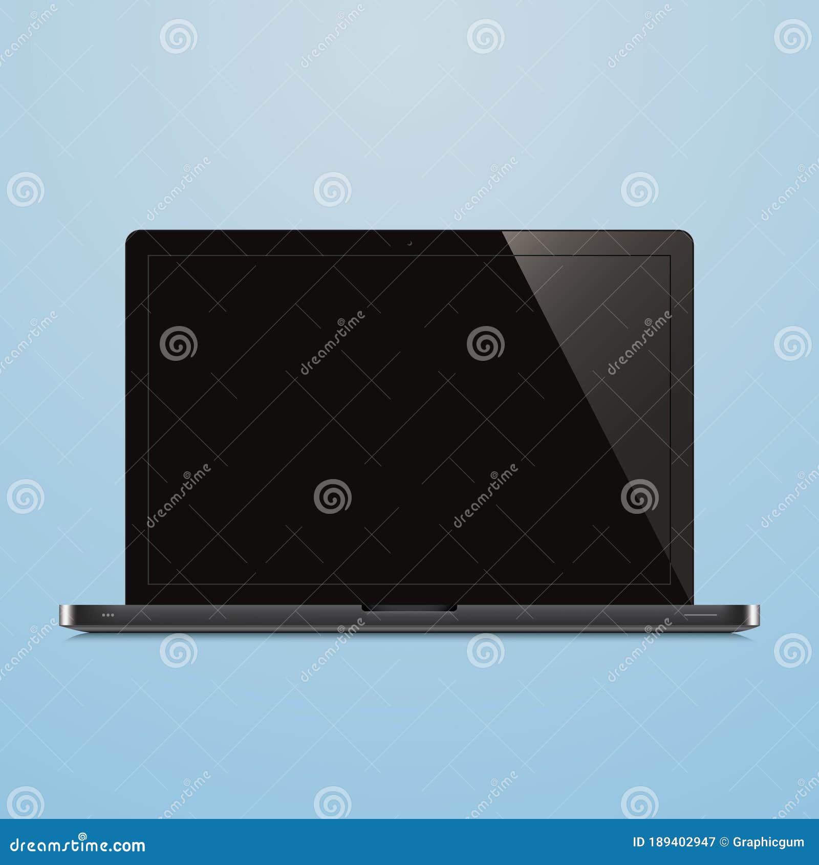 Laptop Open Black Screen Blue Background Stock Vector - Illustration of ...