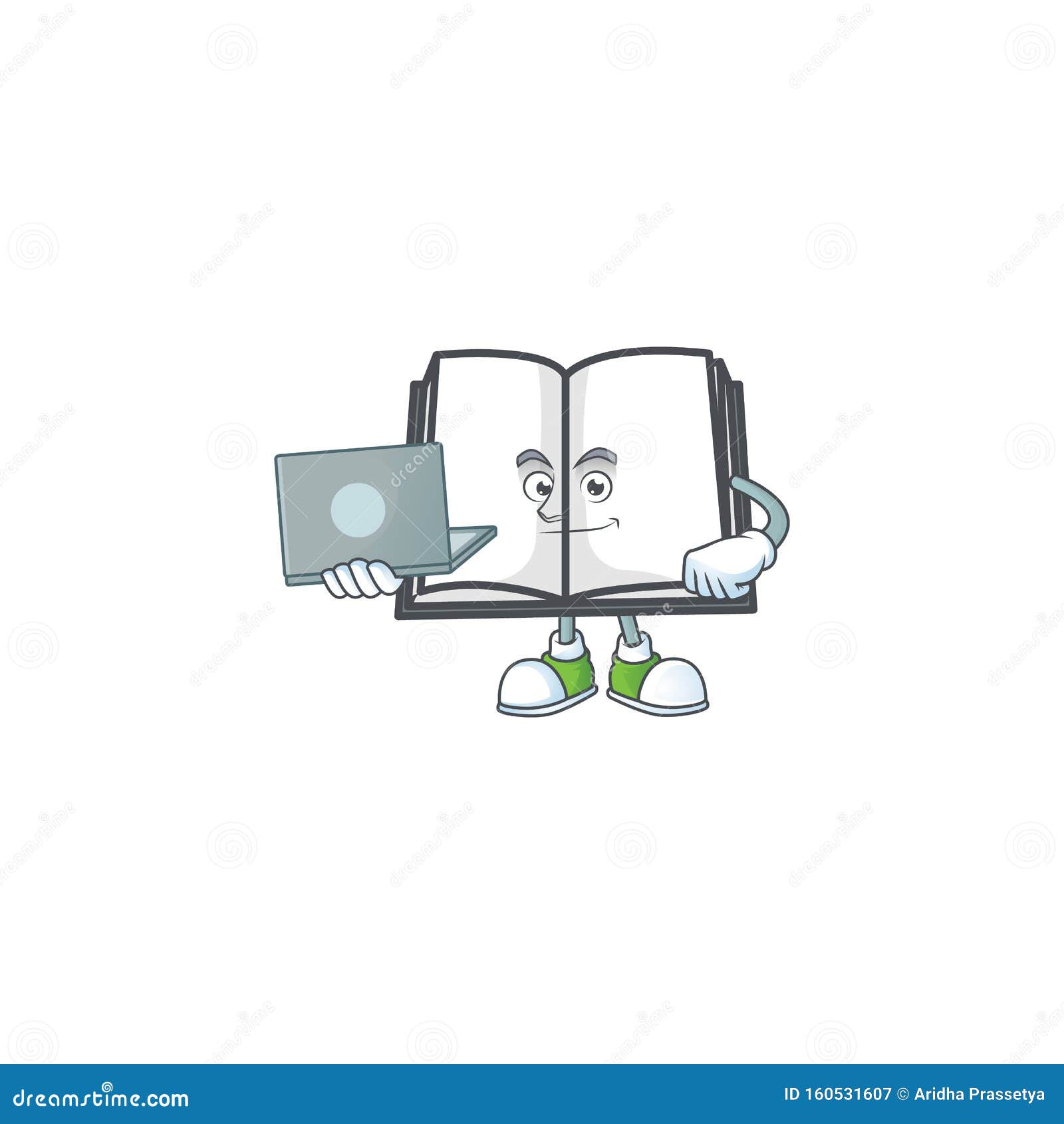 With Laptop Open Book for Learning a Student. Stock Vector ...