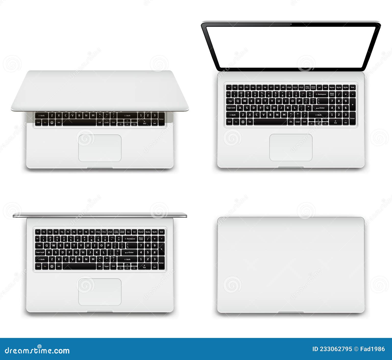 Laptop Fully Opened , Partially Opened And Closed Screen Cartoon Vector ...