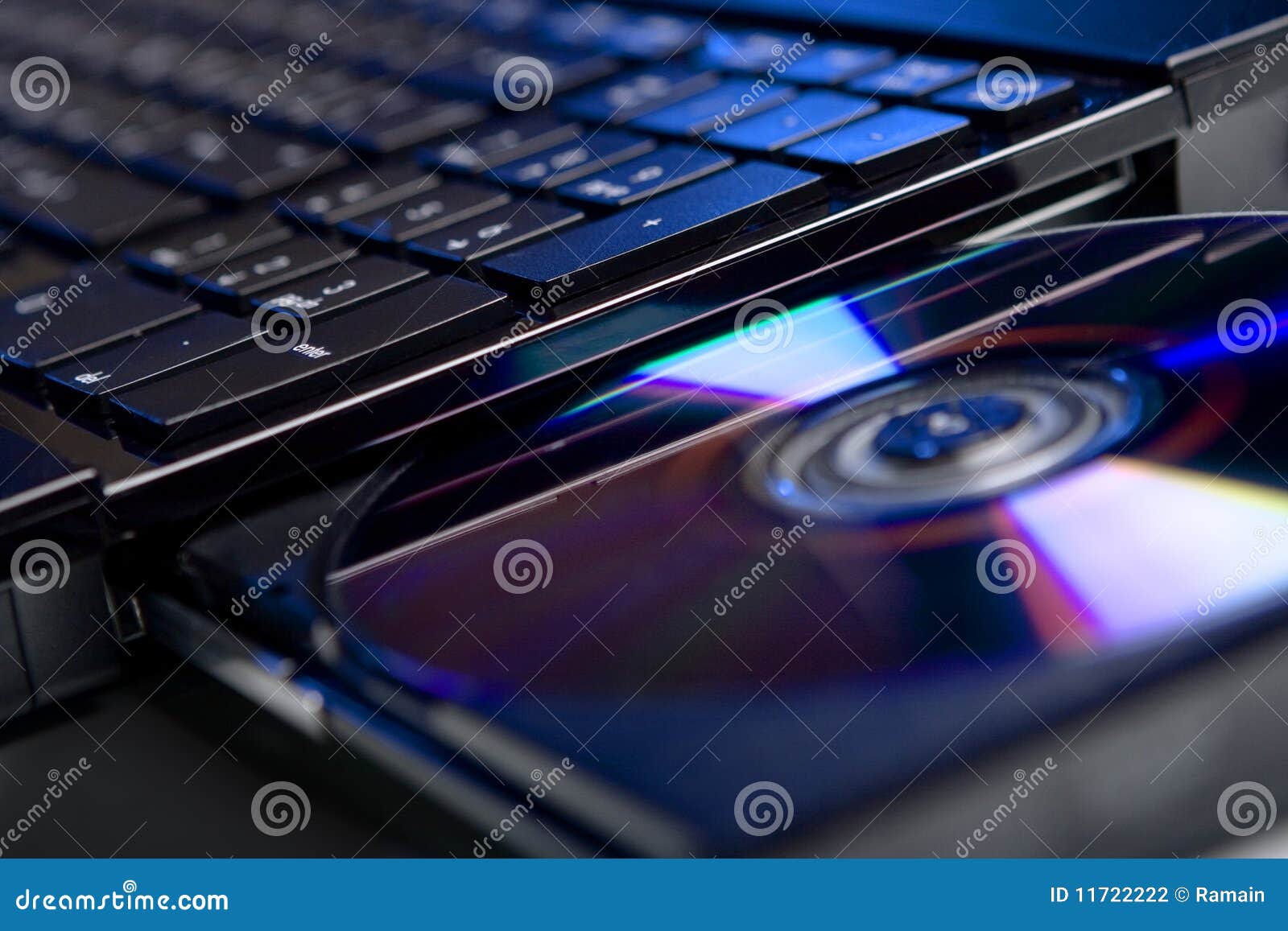 The Laptop with the Open Disk Drive Stock Photo - Image of global ...