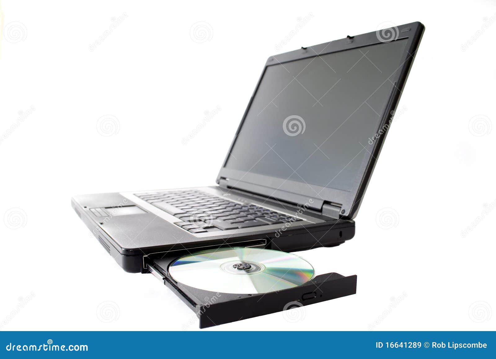 Laptop With Open Drawer And Disc. Royalty Free Stock Images - Image ...