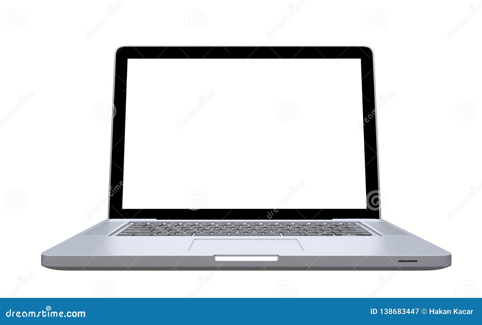 Laptop Open Frontal, Laptop Computer White Screen On Isolated White ...