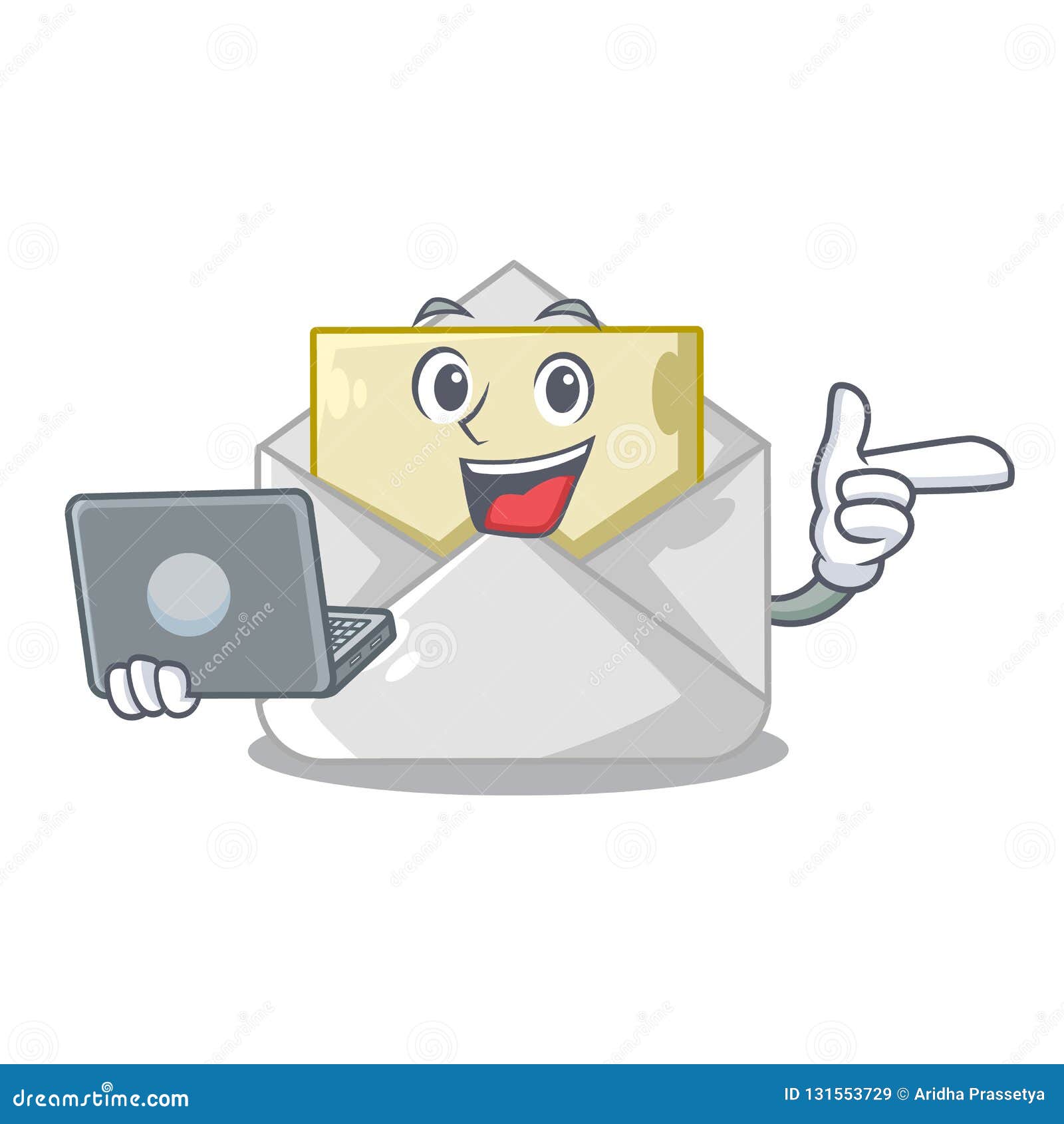 With Laptop Opened and Closed Envelopes Shaped Cartoon Stock Vector ...