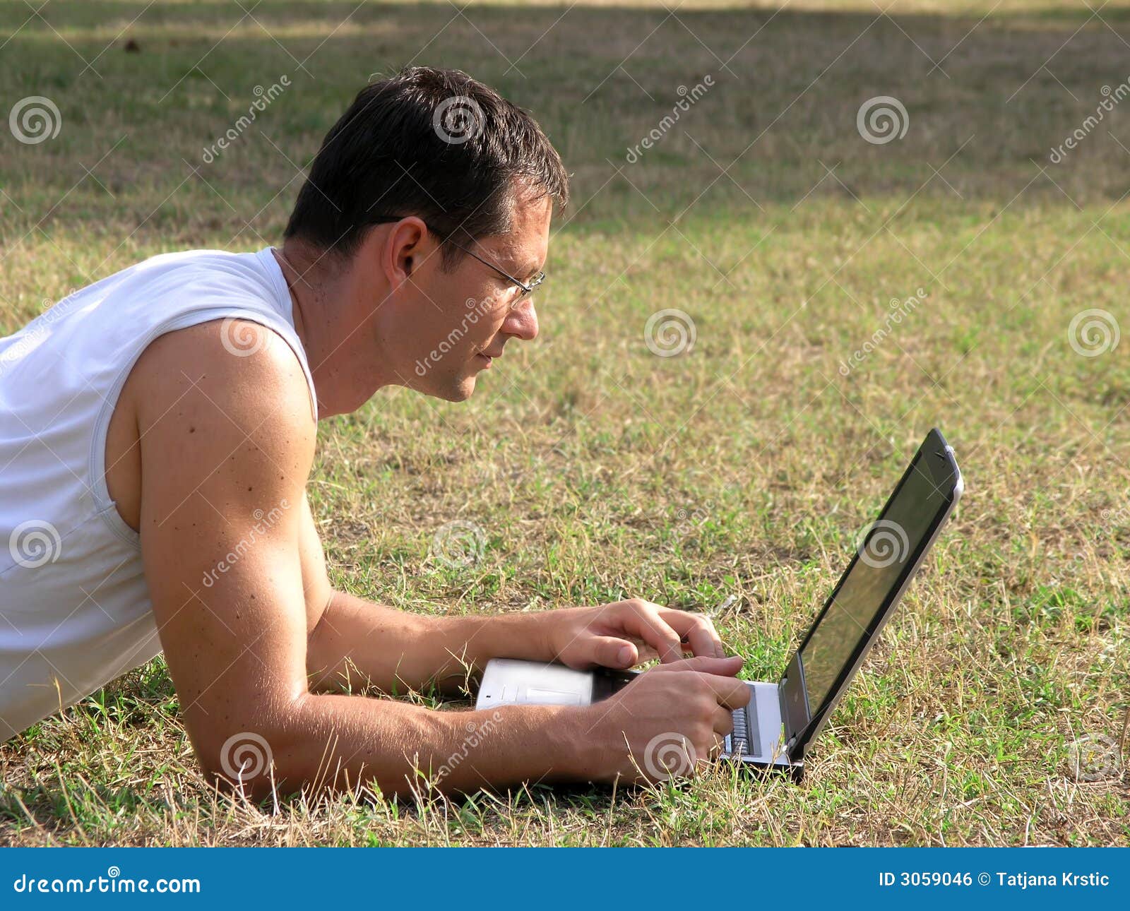 With laptop outdoor stock photo. Image of internet, grass - 3059046