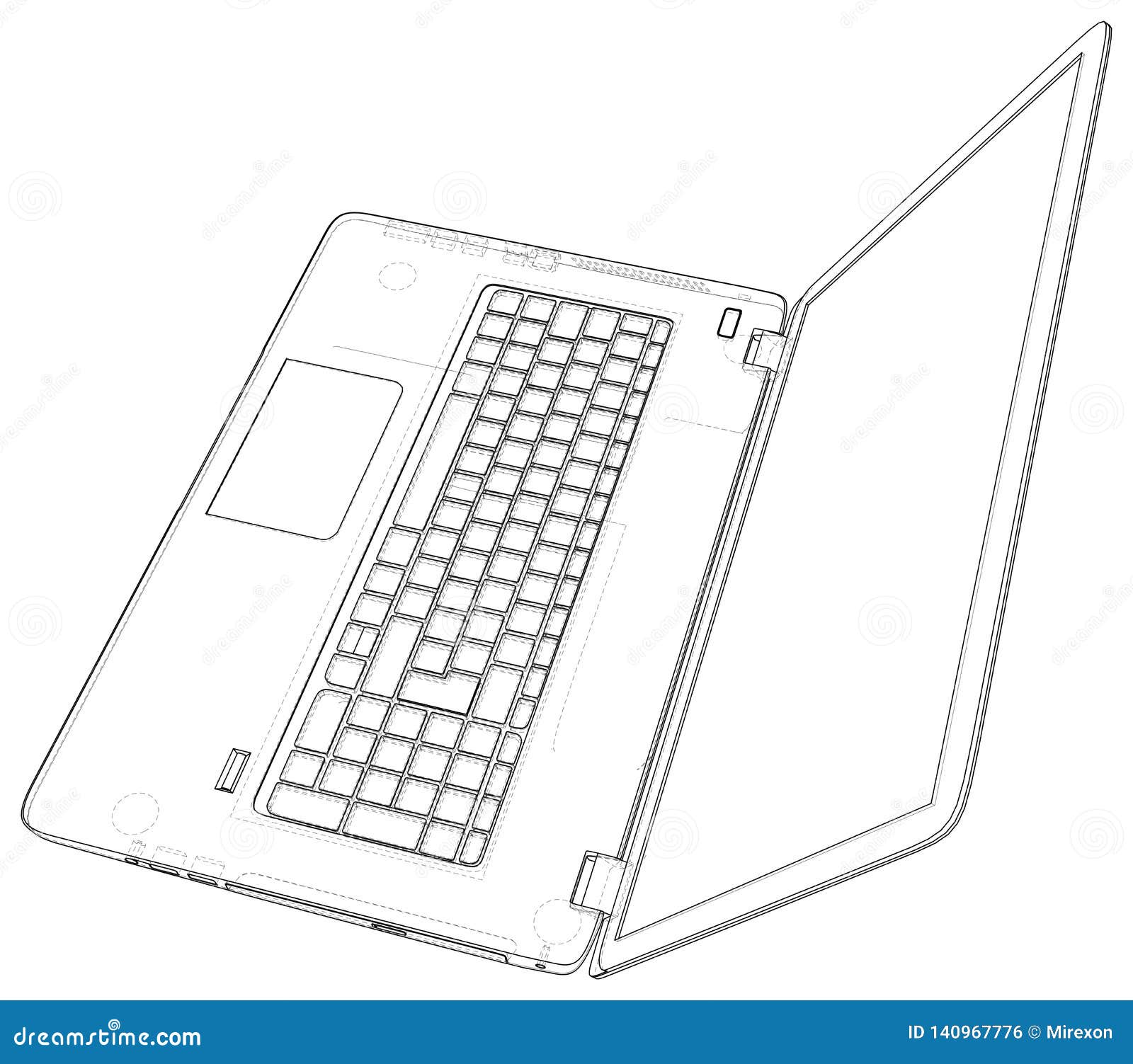 Laptop. Outline Computer. Vector Illustration. Illustration of 3d ...