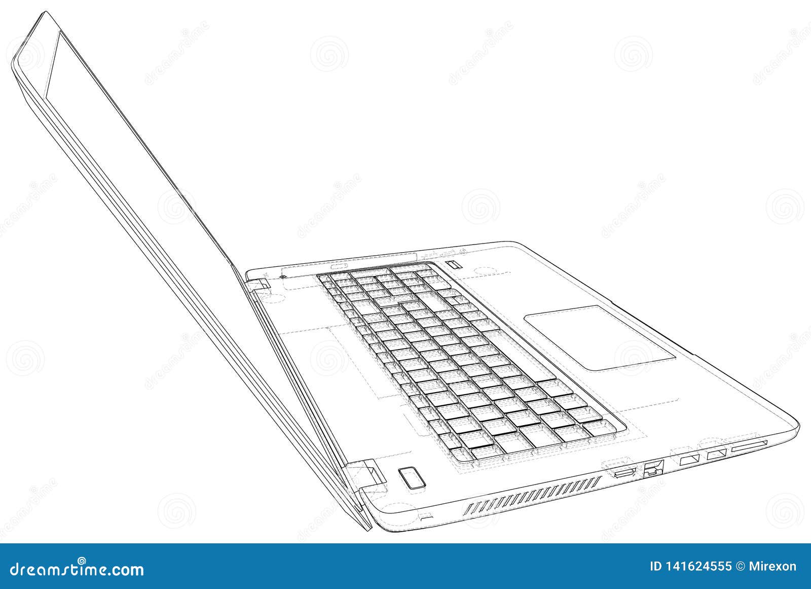Laptop. Outline Computer. Vector Illustration. Illustration of 3d ...