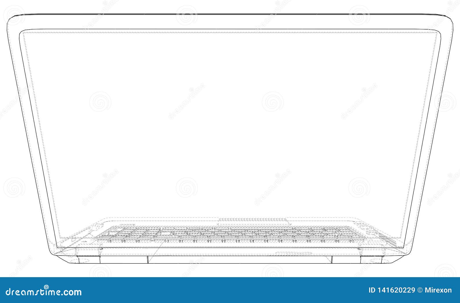 Laptop. Outline Computer. Vector Illustration. Illustration of 3d ...