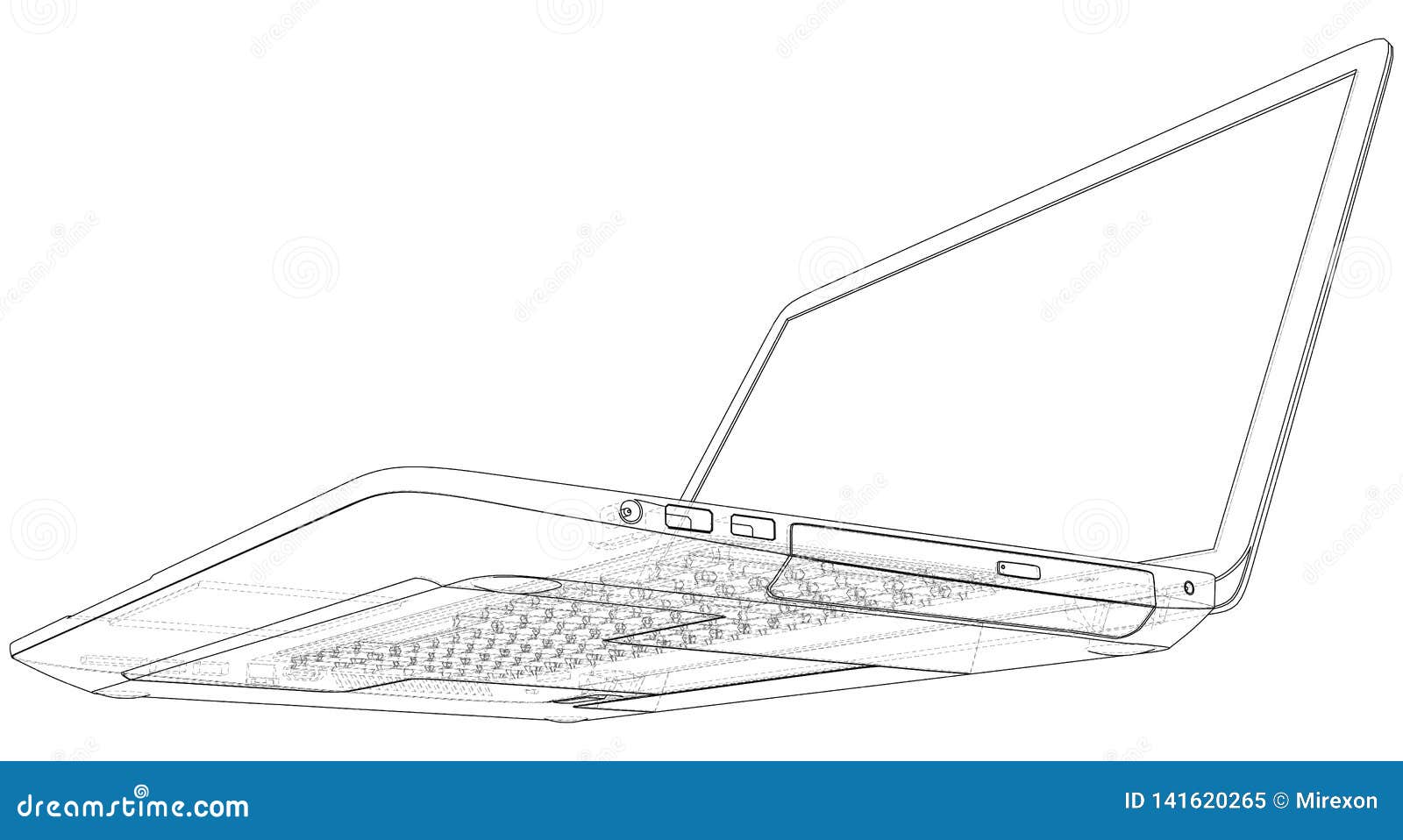 Laptop. Outline Computer. Vector Illustration. Illustration of 3d ...