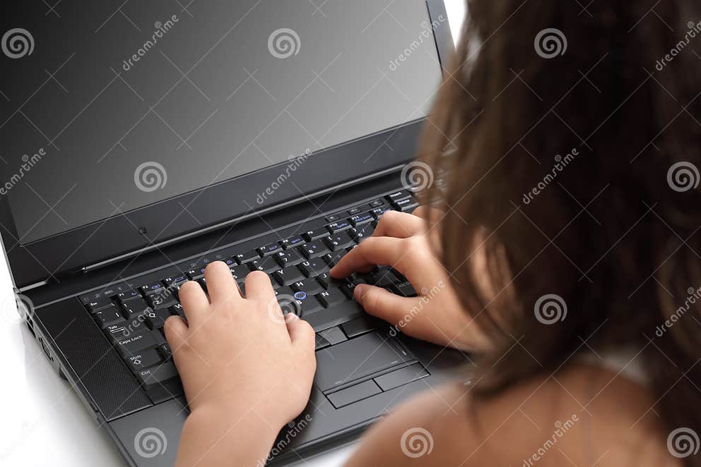 Laptop over the shoulder stock image. Image of head, horizontal - 15682239