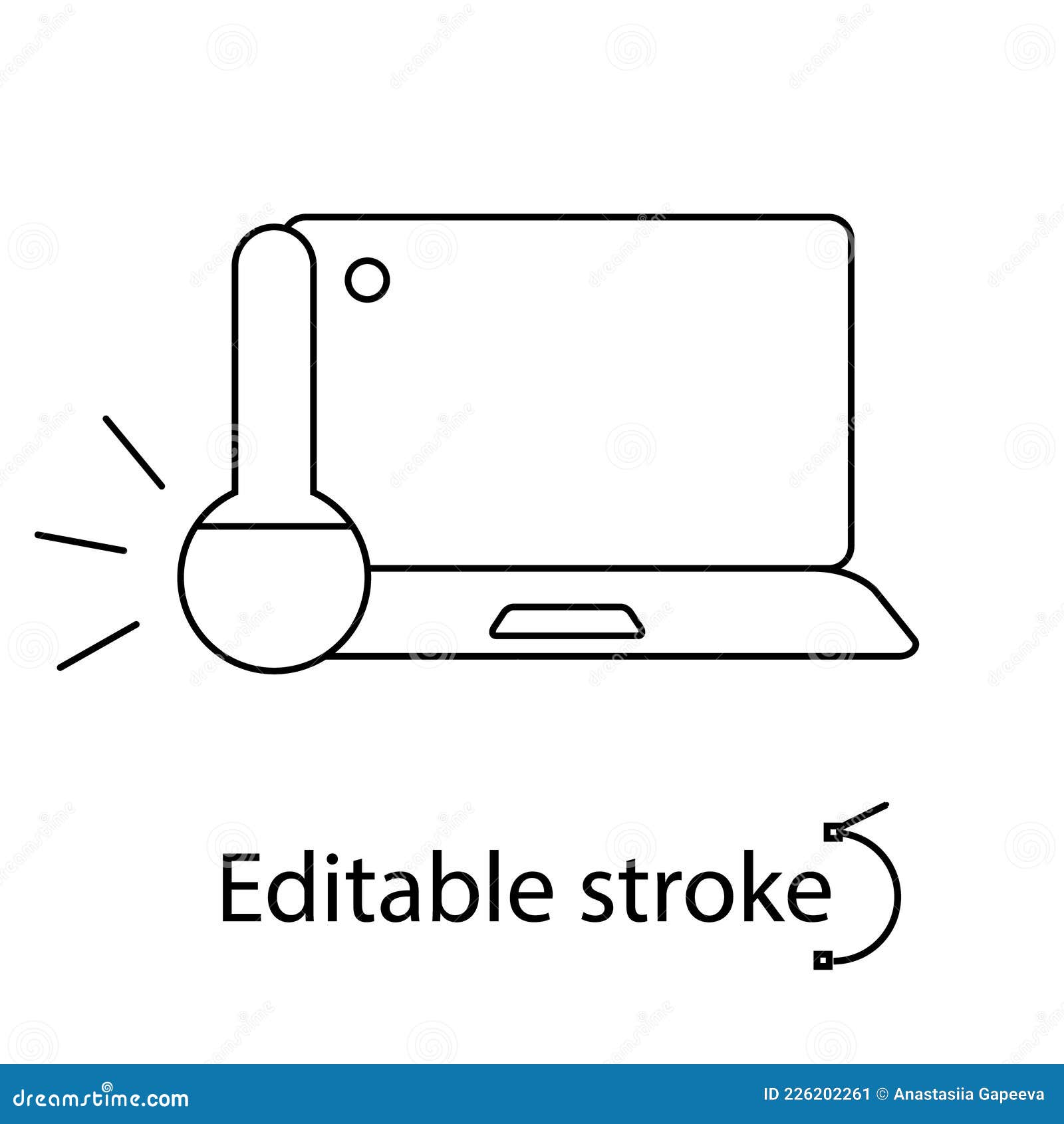 Laptop Overheating Outline Icon. Computer Problem. Hot Temperature ...