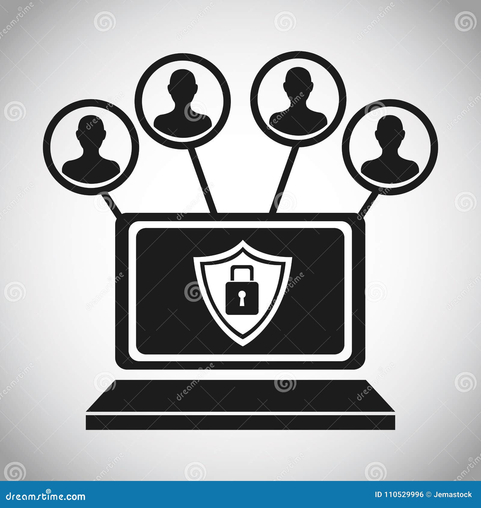 Laptop Padlock Community Security Stock Vector - Illustration of mobile ...