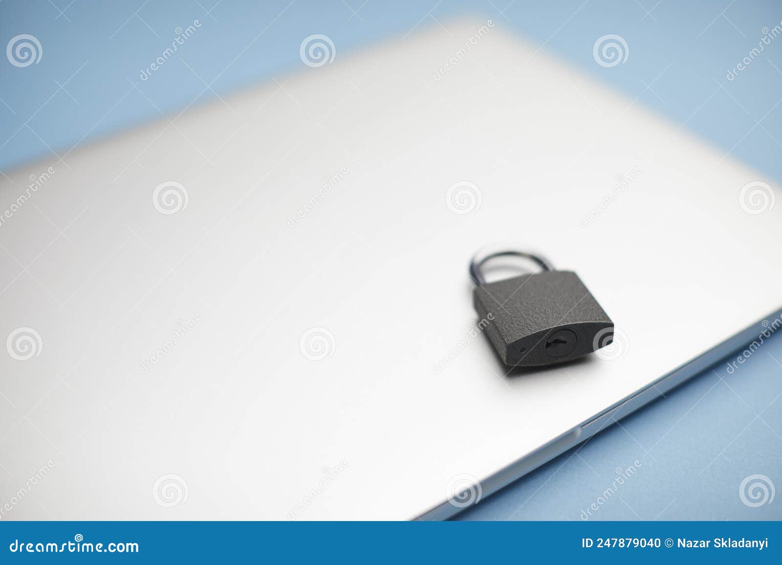Laptop and padlock stock photo. Image of danger, lock - 247879040