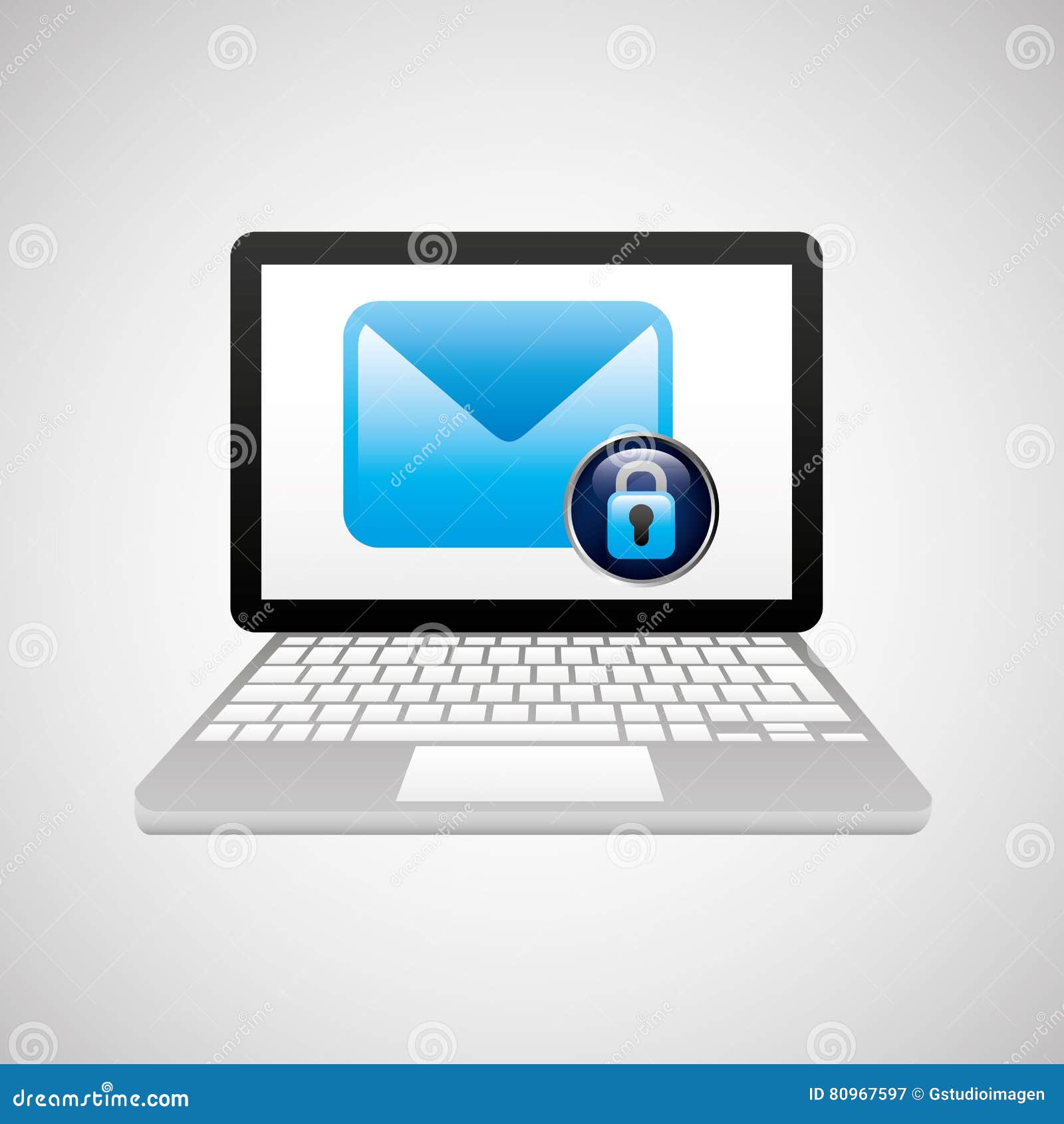 Laptop Padlock Email Data Secure Stock Vector - Illustration of ...