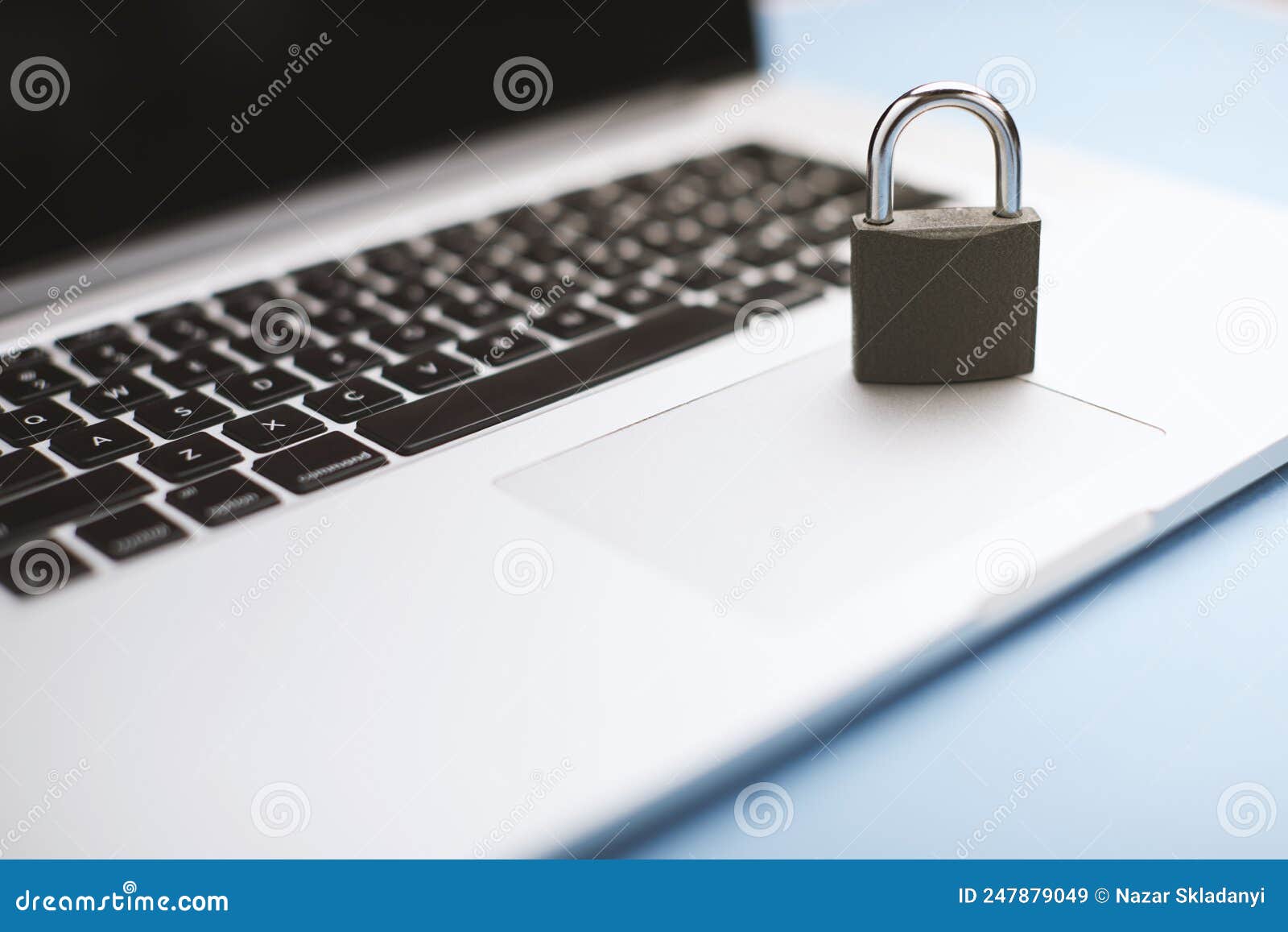 Laptop and padlock stock image. Image of hacker, black - 247879049