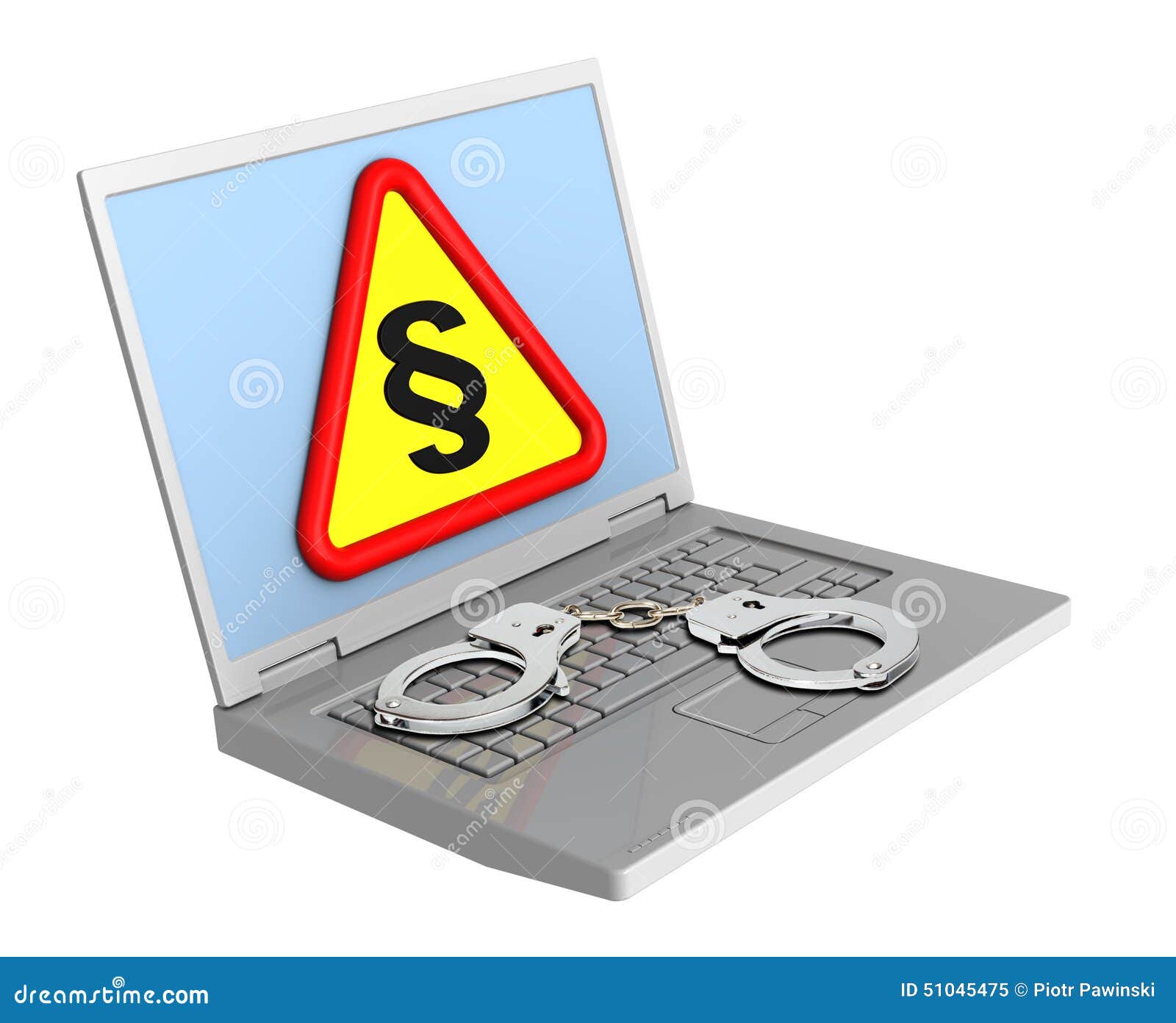Laptop with Paragraph Sign and Handcuffs Stock Illustration ...