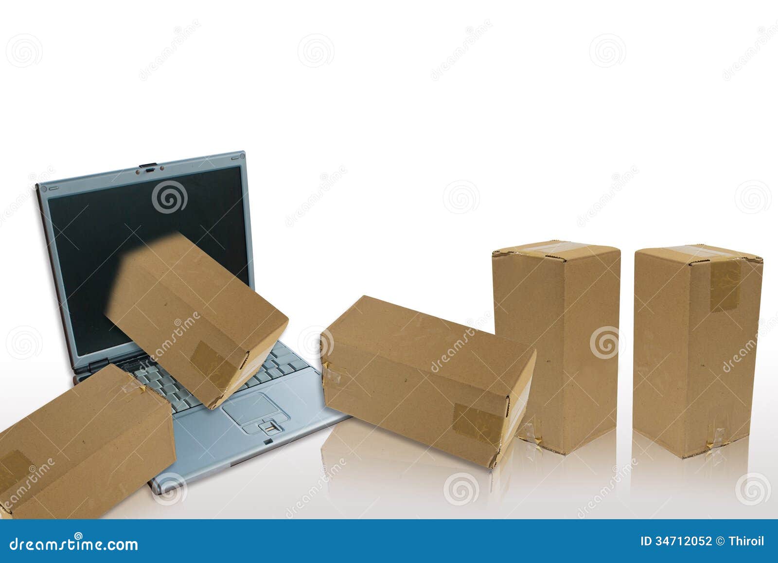 Laptop and parcel. stock illustration. Illustration of partnership ...