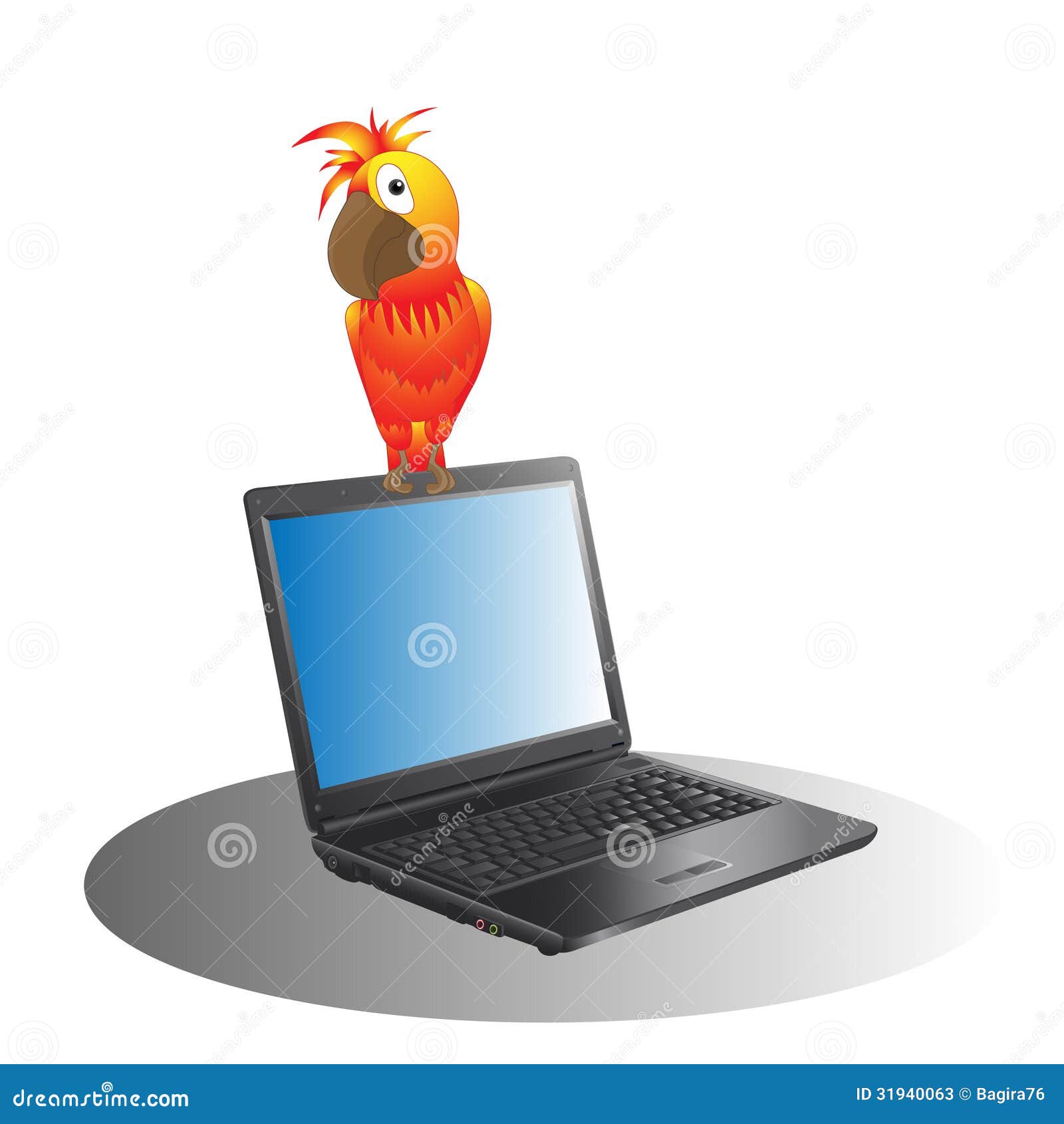 Laptop and a parrot stock vector. Illustration of illustrations - 31940063