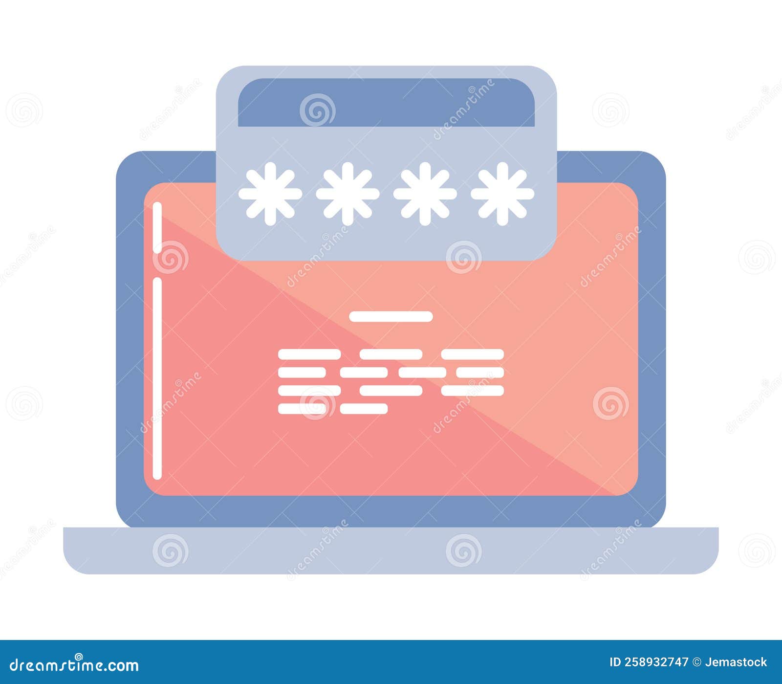 Laptop With Password Access Cartoon Vector | CartoonDealer.com #258932747
