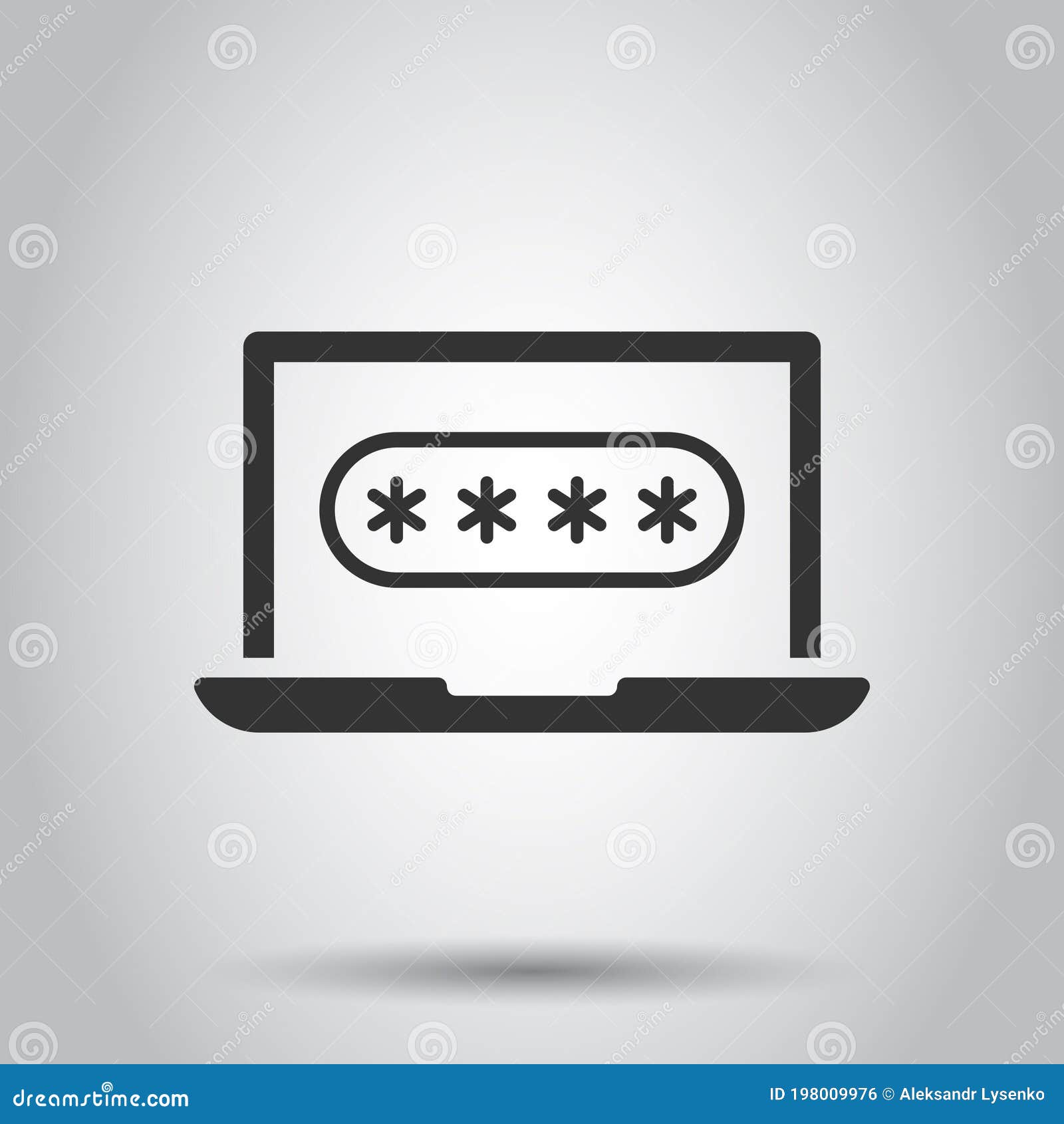 Laptop with Password Icon in Flat Style. Computer Access Vector ...