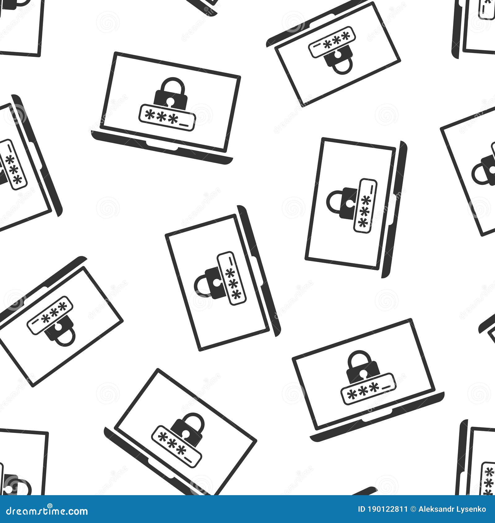 Laptop with Password Icon in Flat Style. Computer Access Vector ...