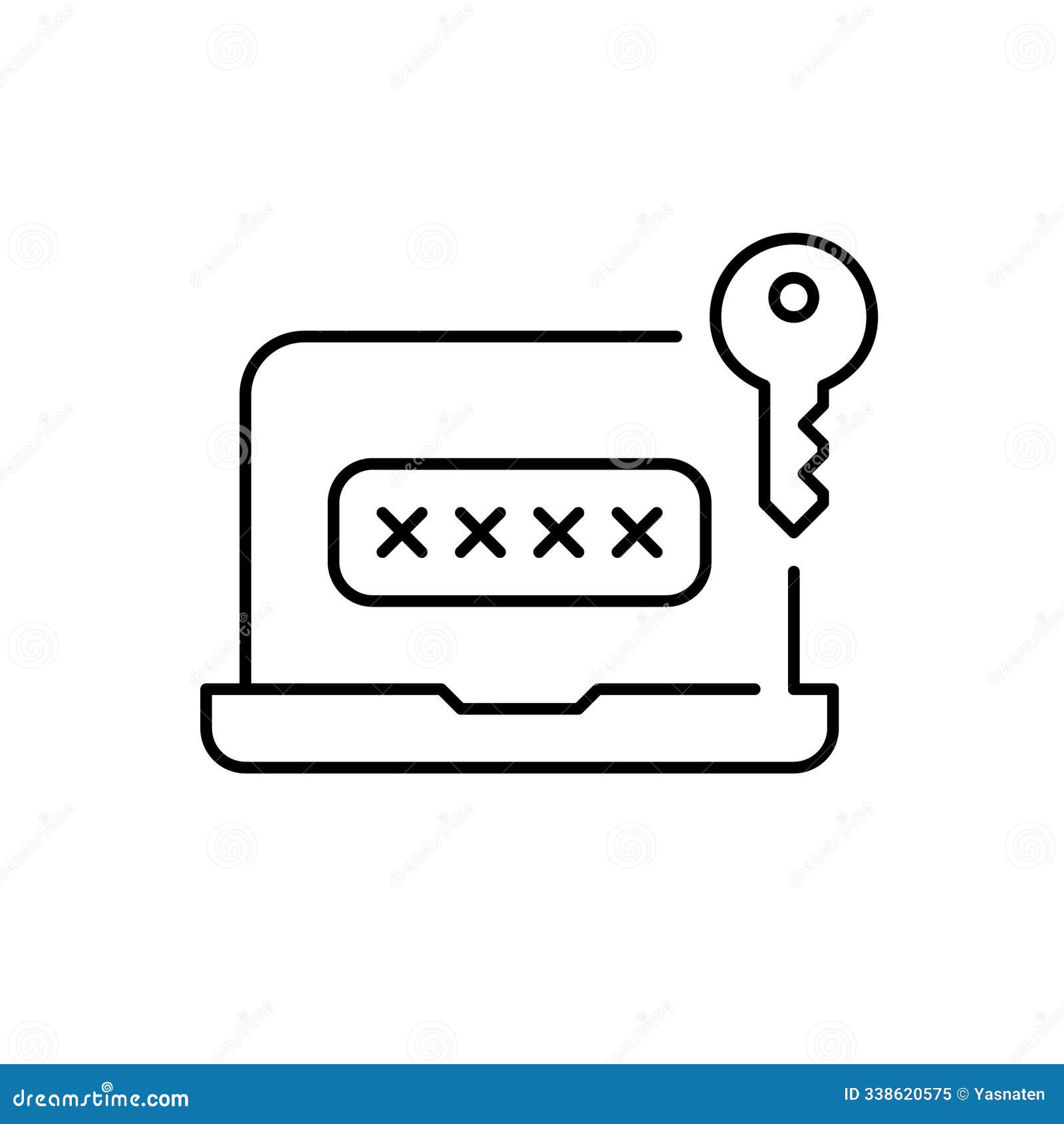Laptop with Password Input Box and Key. Secure Data Access, Computer ...