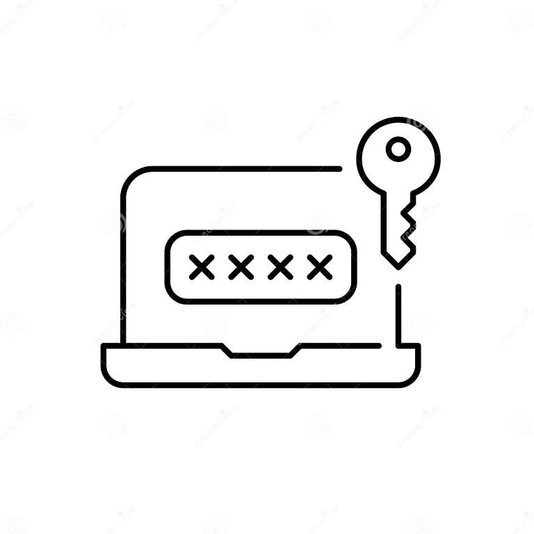 Laptop with Password Input Box and Key. Secure Data Access, Computer ...