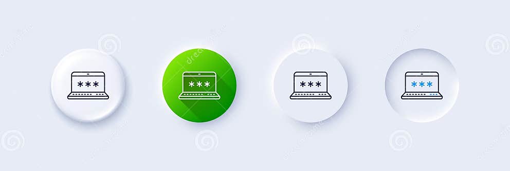 Laptop Password Line Icon. Cyber Defence Sign. Line Icons. Vector Stock ... Laptop Password Line Icon. Cyber Defence Sign. Line Icons. Vector Stock ...
