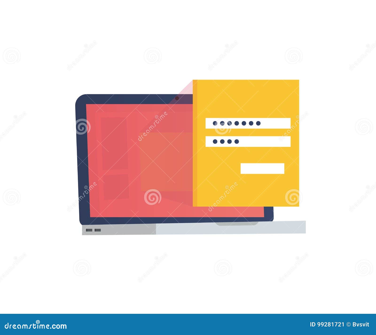 Laptop with Password and Login Form. Username, Password Fields, Sign in ...