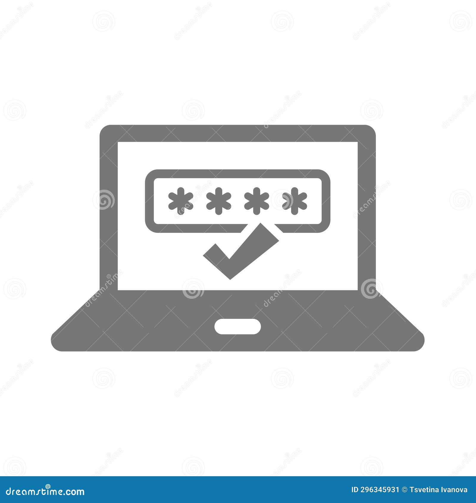 Laptop and Password Masked Characters with Checkmark Icon Stock Vector ...