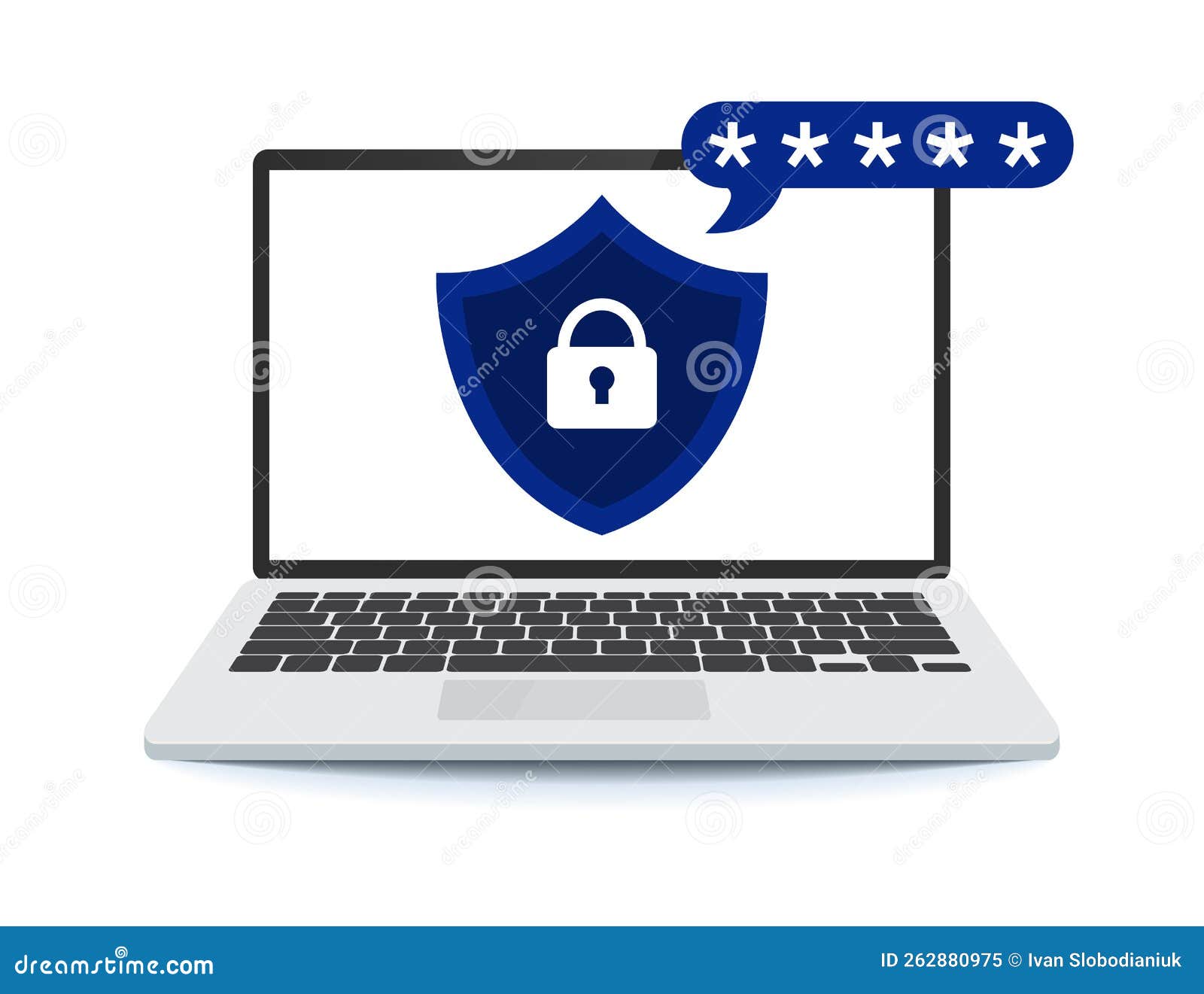 Laptop with Password Notification and Lock Icon. Password Protection ...