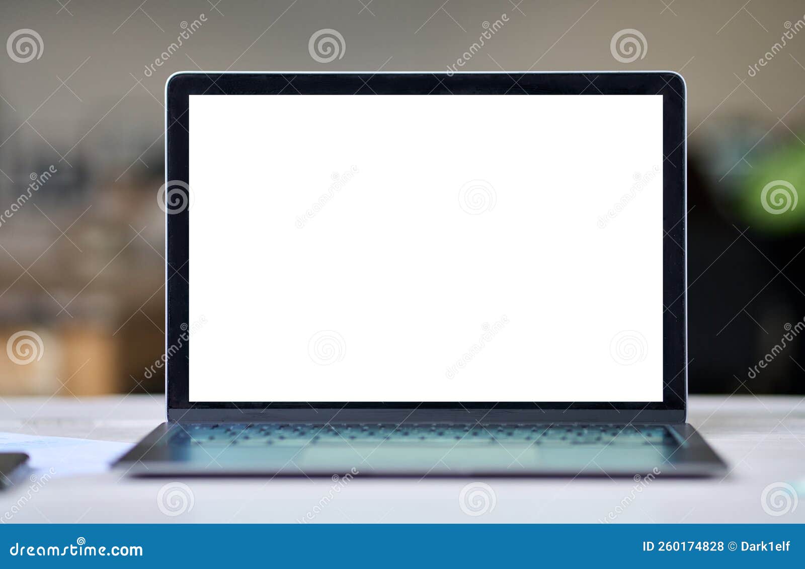 Laptop Pc Big White Blank Screen Digital Mockup Empty Template Display ...