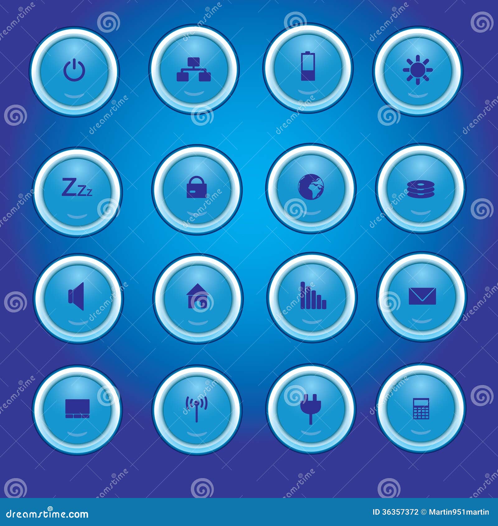 Laptop and PC Blue Light Buttons Eps10 Stock Vector - Illustration of ...