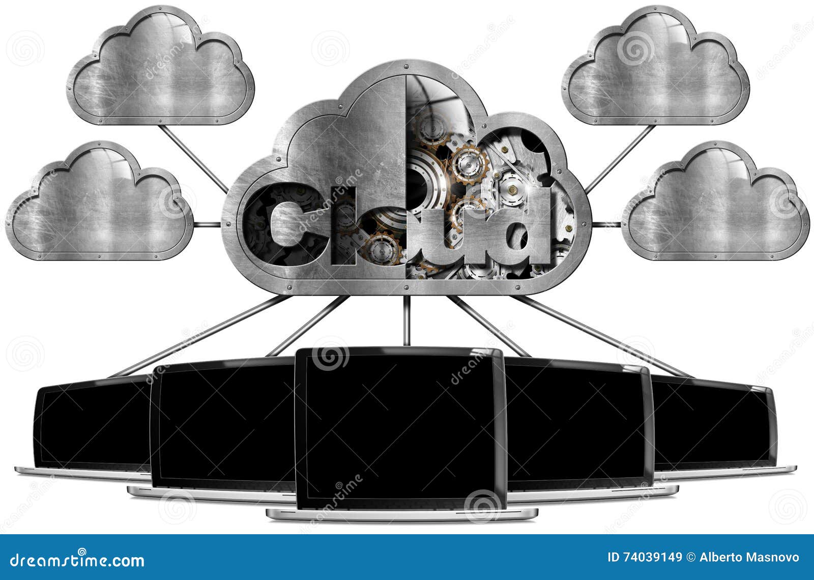 Laptop Pc with Cloud Computing Symbol Stock Illustration - Illustration ...