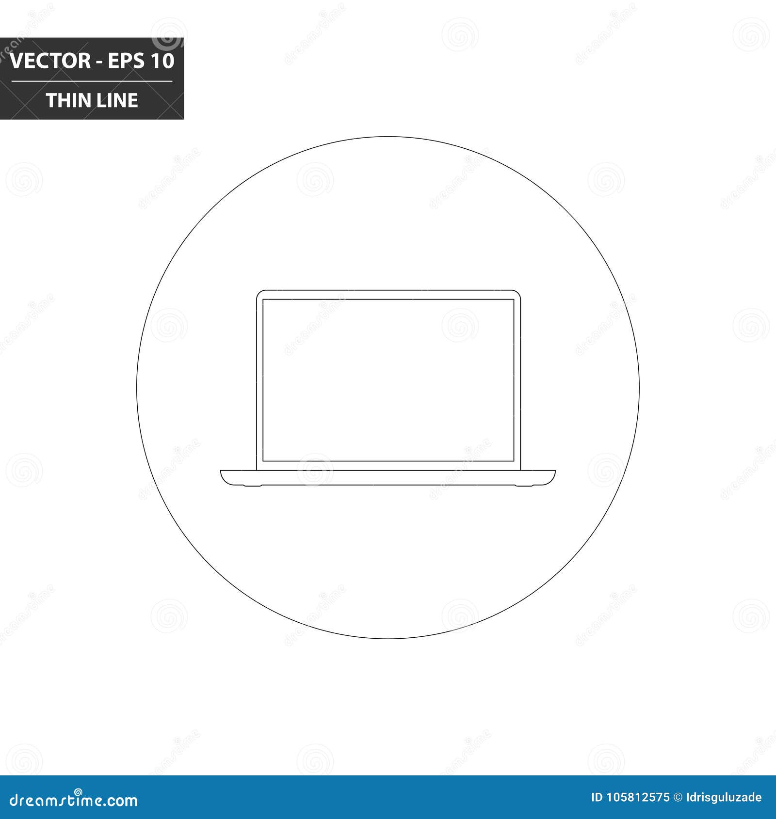 Laptop PC Thin Line Flat Icon Stock Vector - Illustration of connection ...