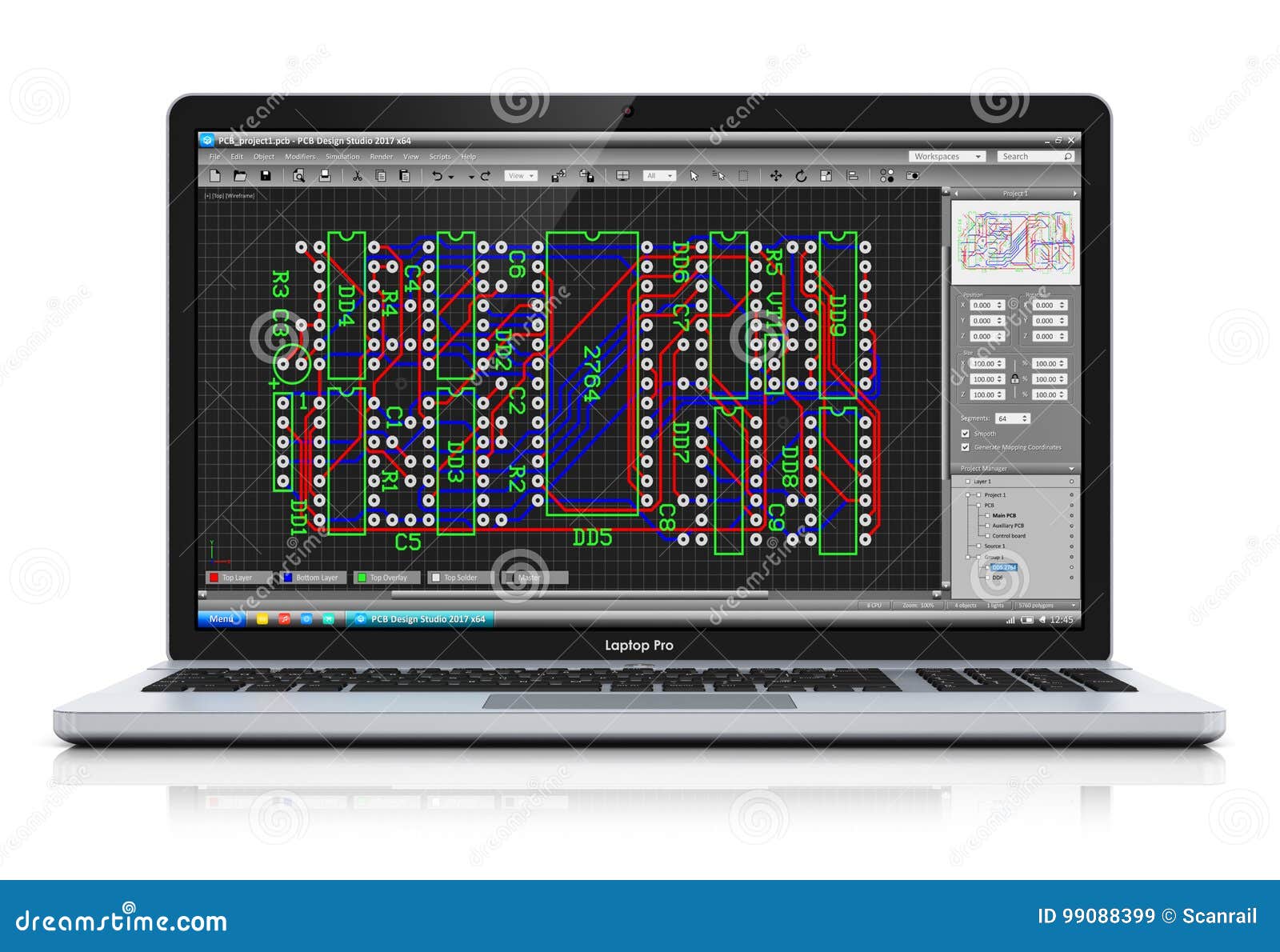 Laptop with PCB Development Software Stock Illustration - Illustration ...