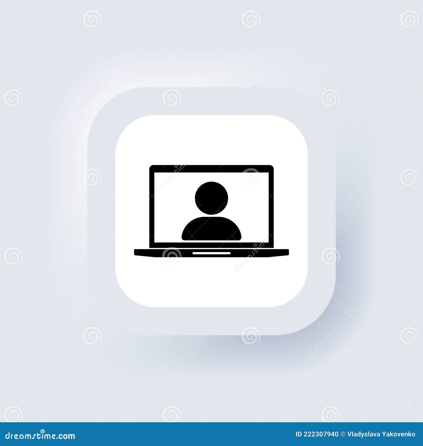 Laptop with Person Icon at Screen. Laptop User. Personal Information ...