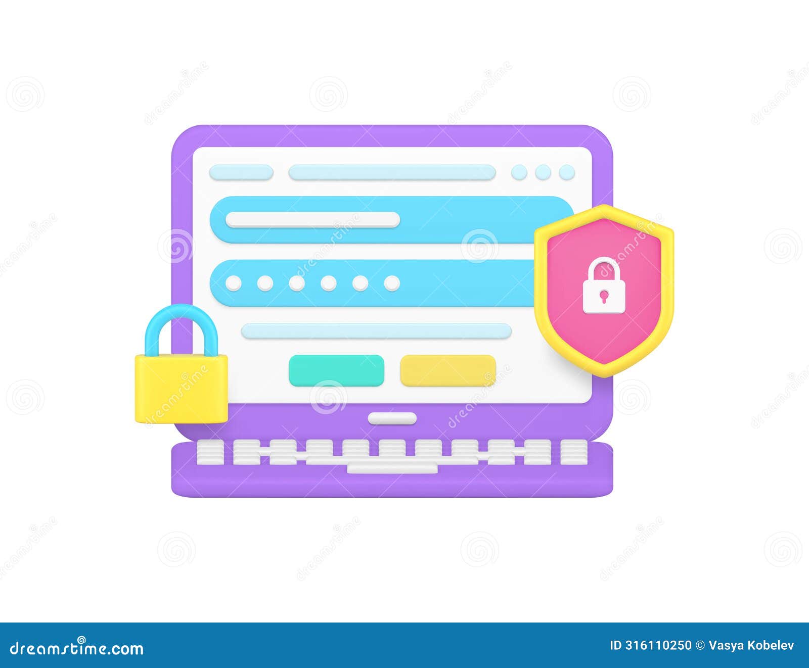 Laptop Personal Account Data Protection Login Password Safety Access 3d ...