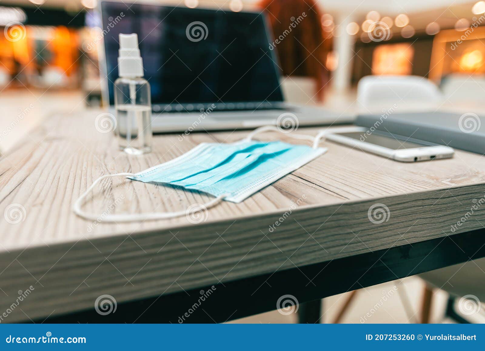 Laptop and Personal Protective Equipment on the Table Stock Photo ...