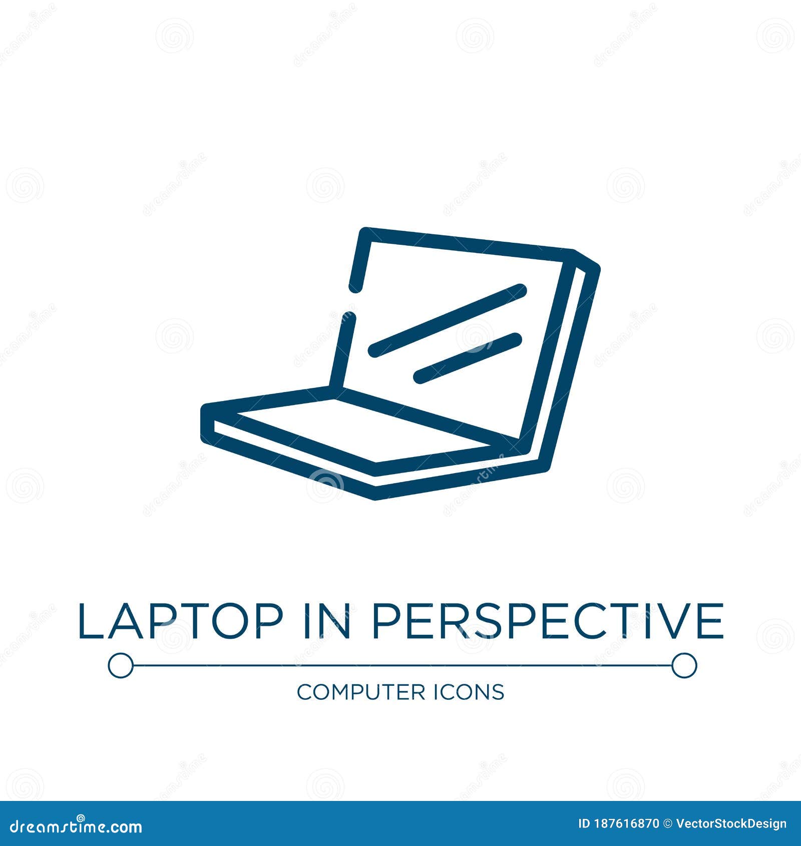 Laptop In Perspective Icon. Linear Vector Illustration From Modern ...
