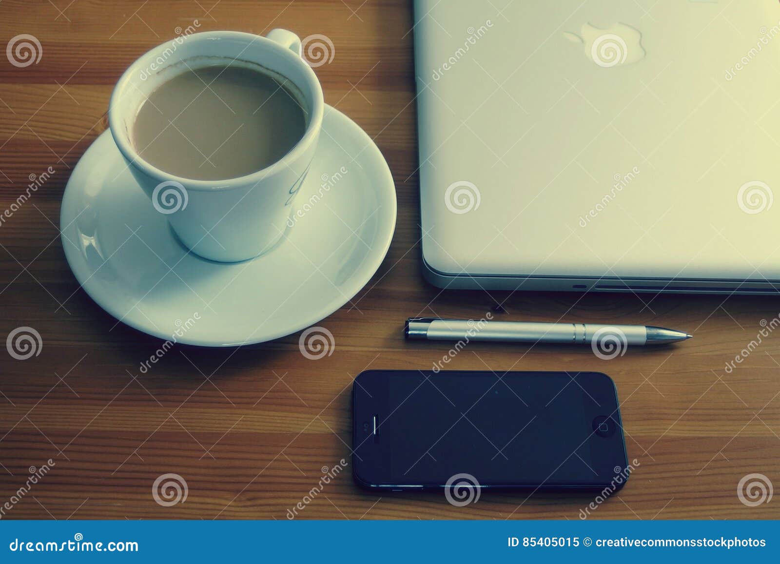 Laptop Phone And Coffee Picture. Image: 85405015