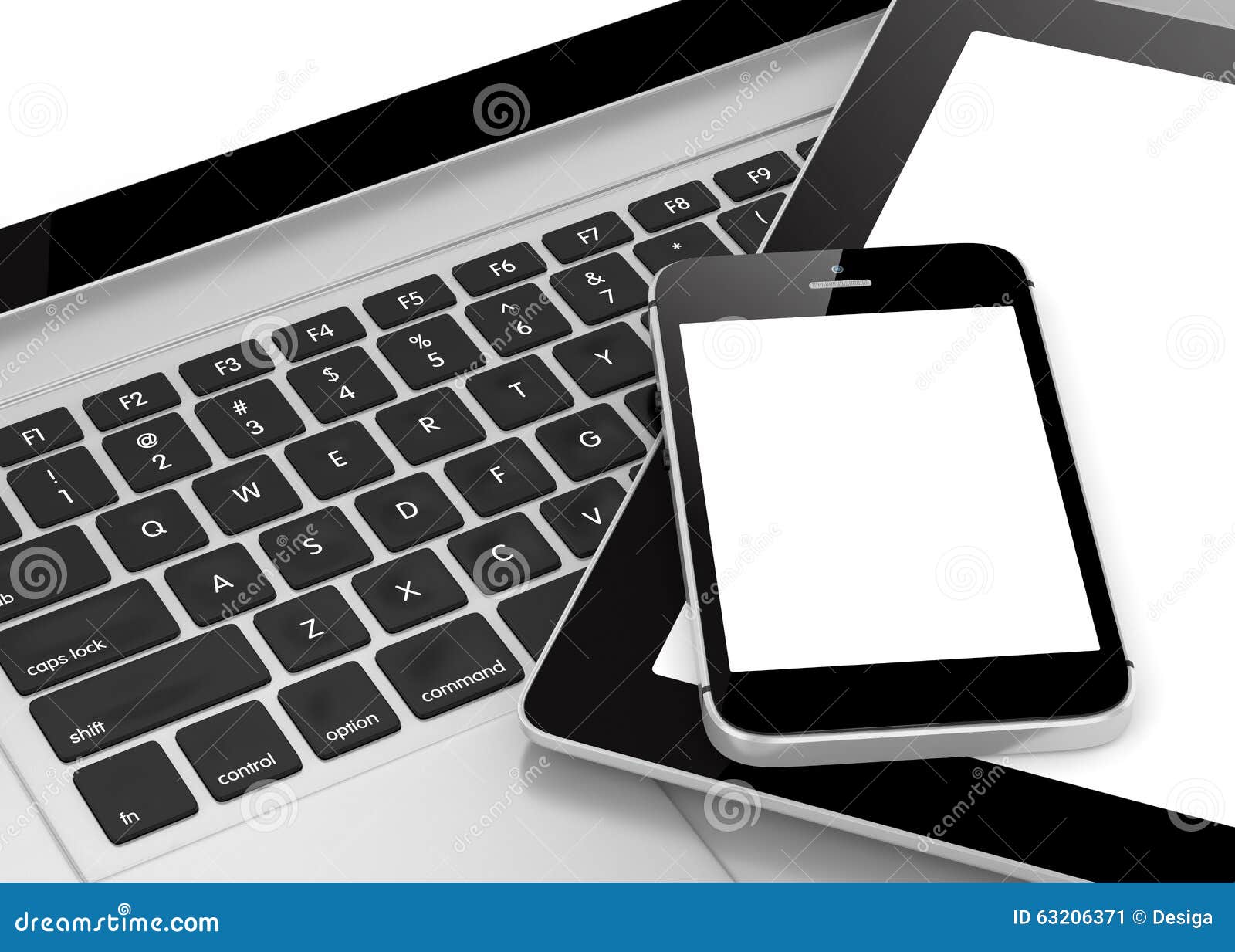 Laptop, phone and tablet stock image. Image of smartphone - 63206371