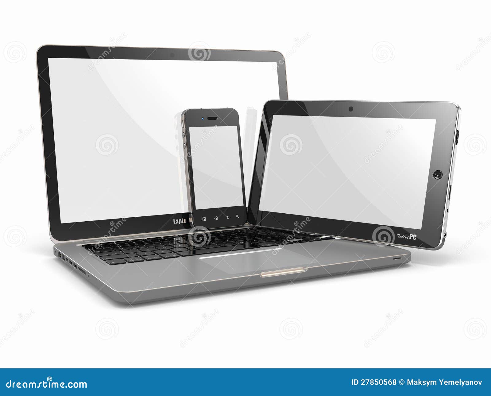Laptop, Phone and Tablet Pc. Electronic Devices Stock Illustration ...