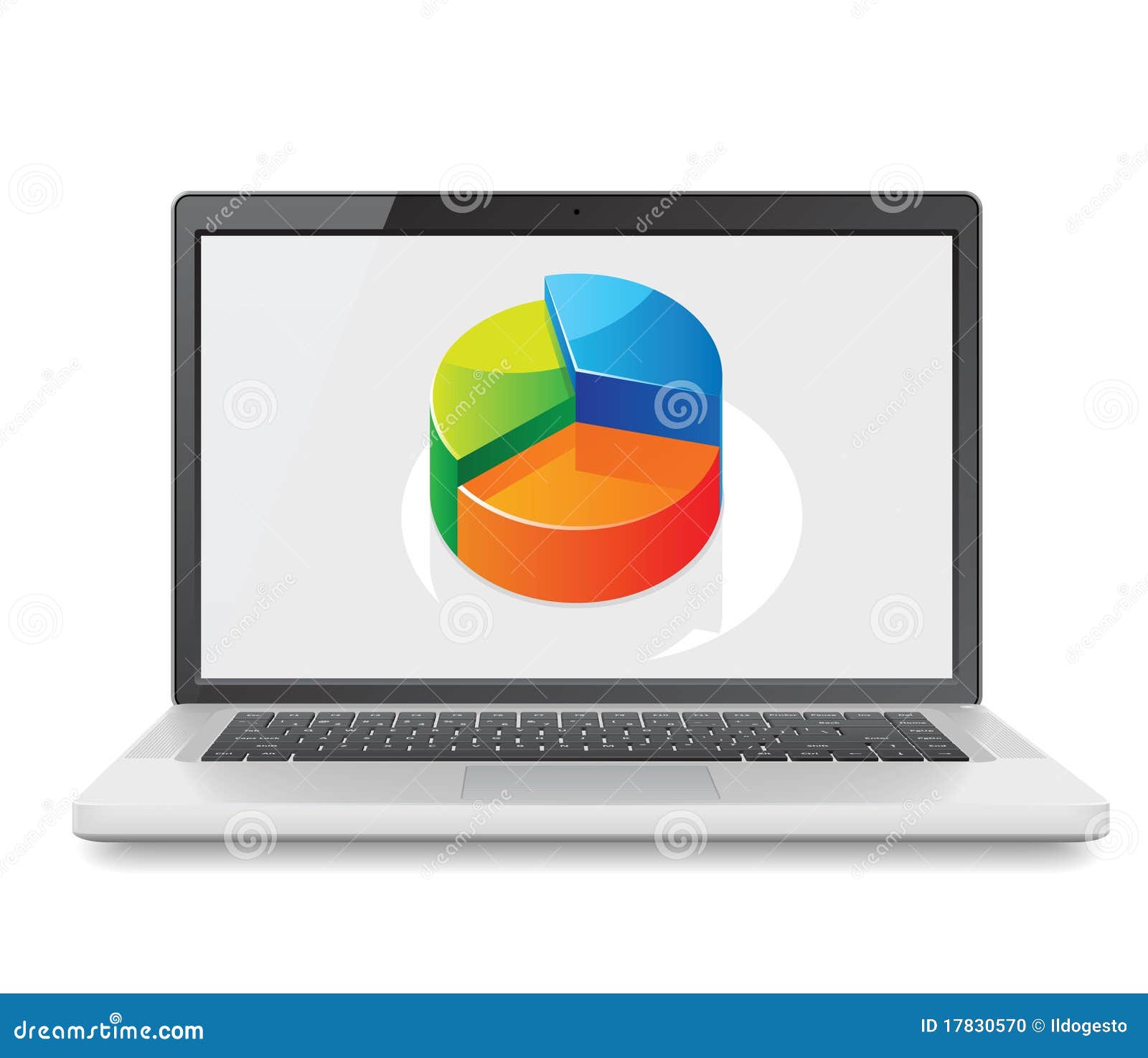 Laptop and pie-chart stock vector. Illustration of graphic - 17830570