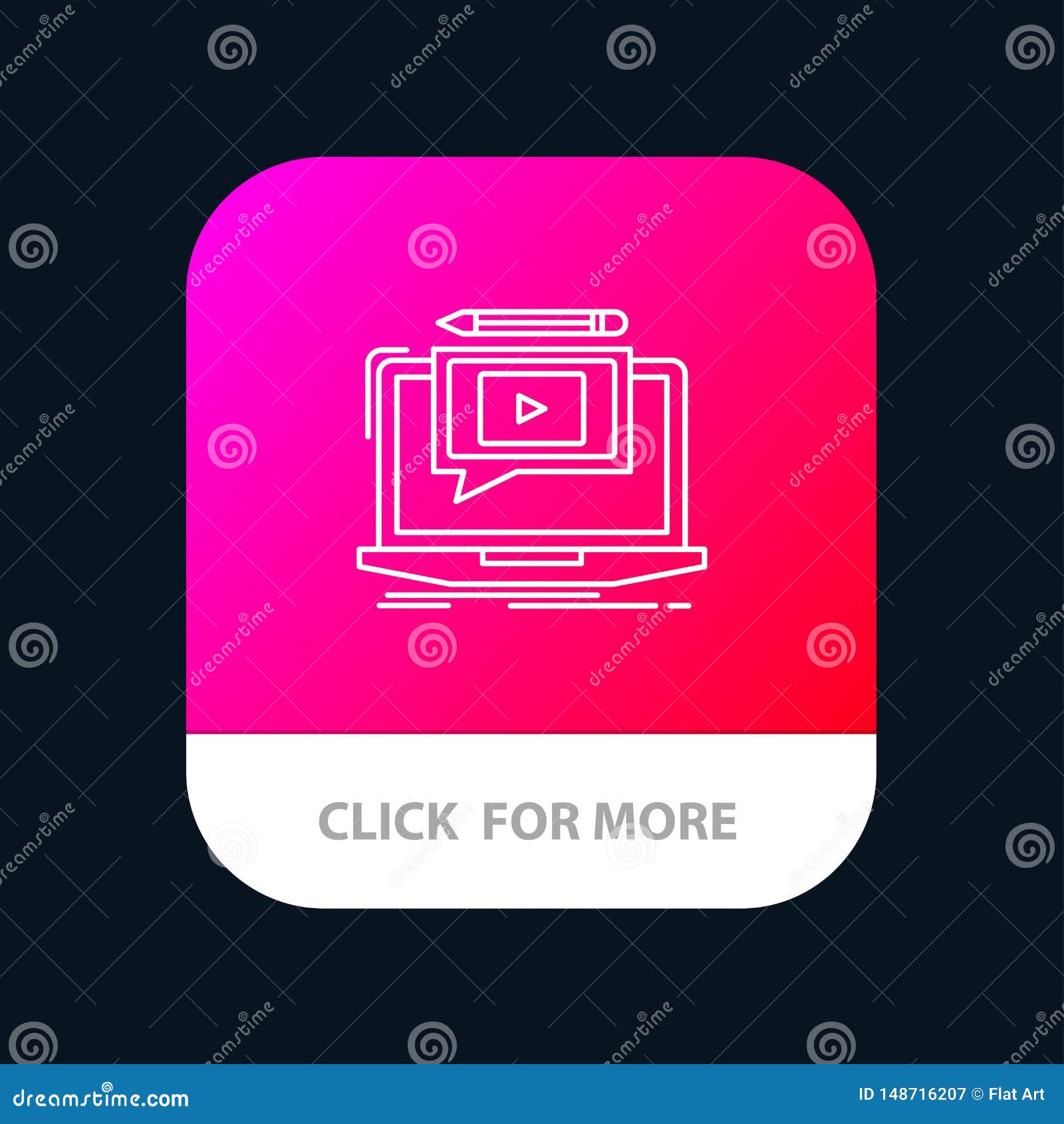 Laptop Player Screen Tutorial Video Mobile App Button Android And Ios Line Version Stock