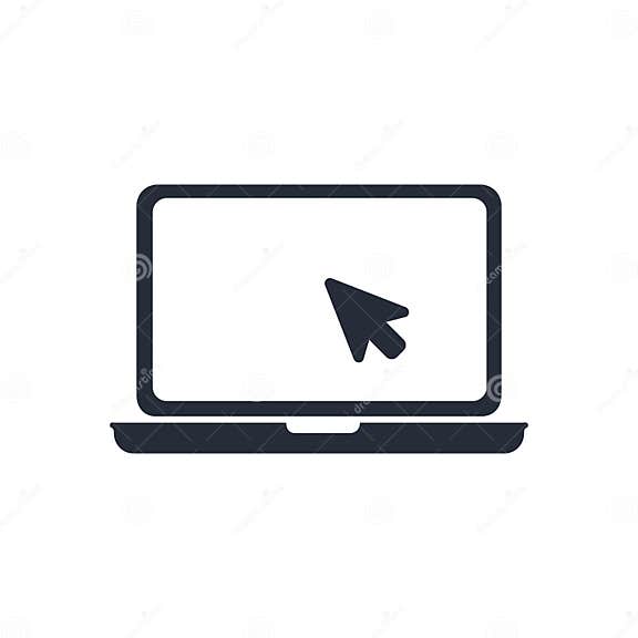 Laptop with Pointer or Cursor Icon Isolated. Notebook Screen Template. Display with Clicking ...
