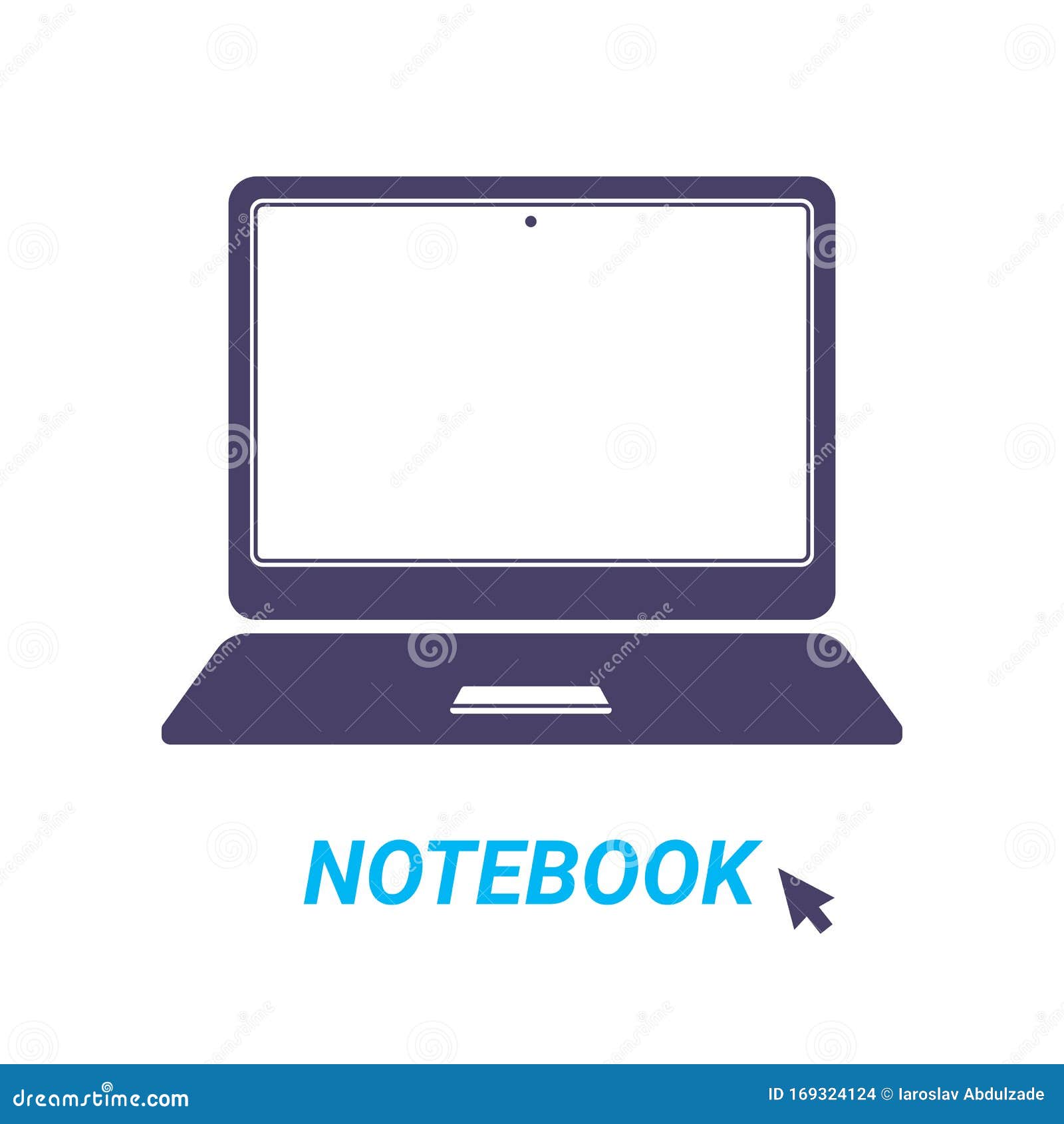 Laptop with Pointer or Cursor Icon Isolated. Notebook Screen Template. Display on White ...