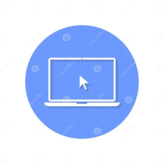 Laptop and Pointer Cursor Icon with Shadow. Notebook Display with Clicking Mouse Stock Vector ...