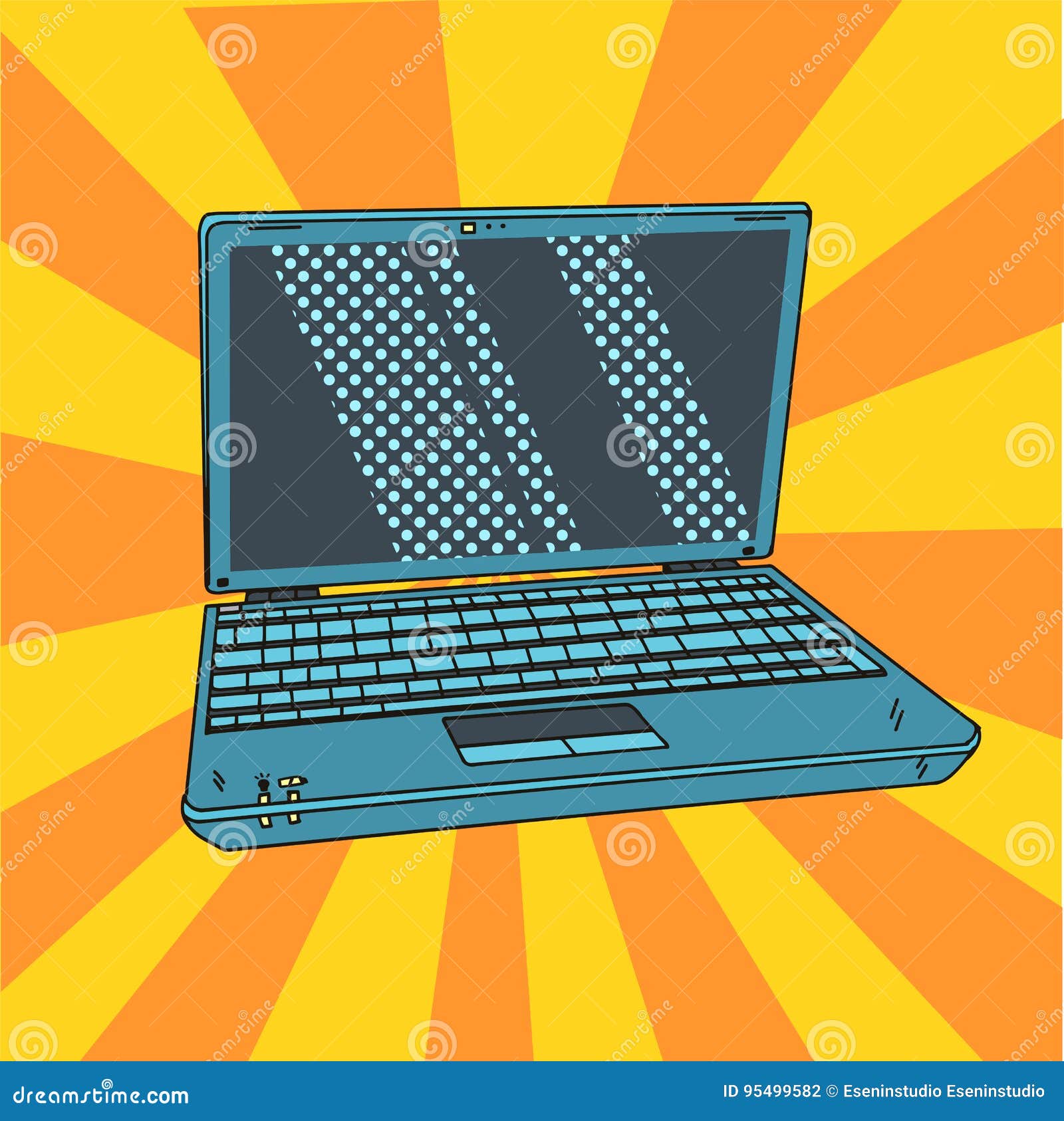 Laptop in Pop Art. Open Digital Notebook in Comic Style. Vector ...