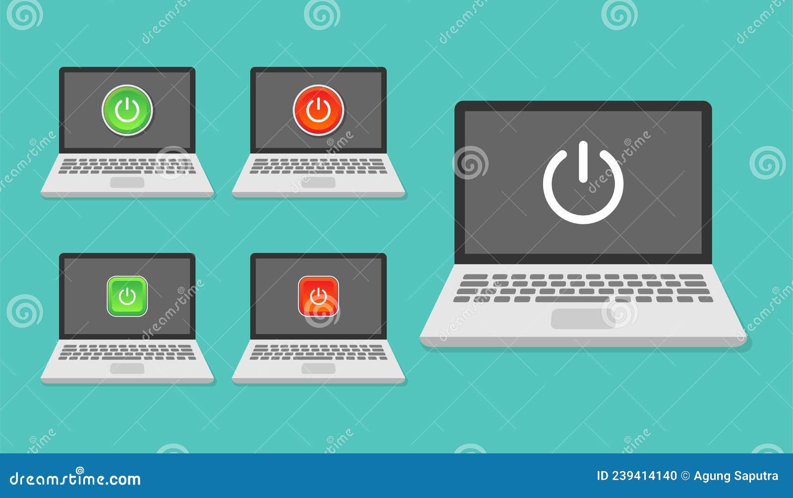Laptop and Power on Off Vector Collection Stock Vector - Illustration ...
