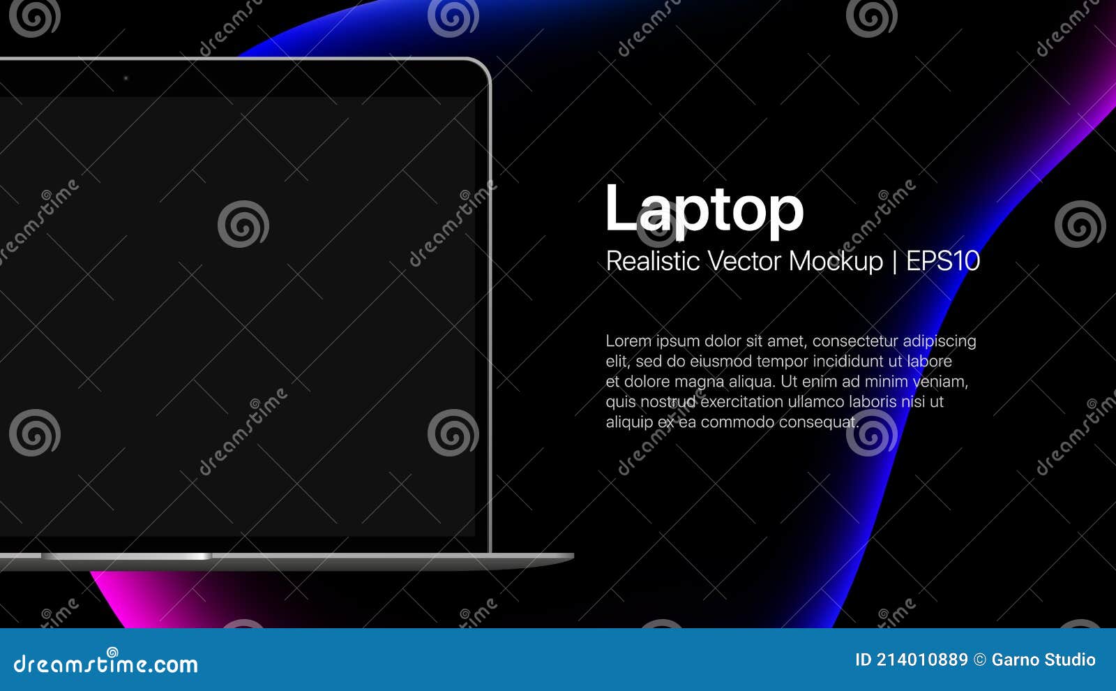 Laptop Presentation Mockup Slide with Liquid Bubble Stock Vector ...